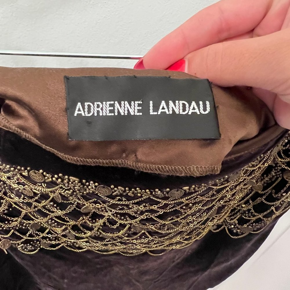 Vintage Adrienne Landau Chain Brown Velvet Mini Skirt… - Gem